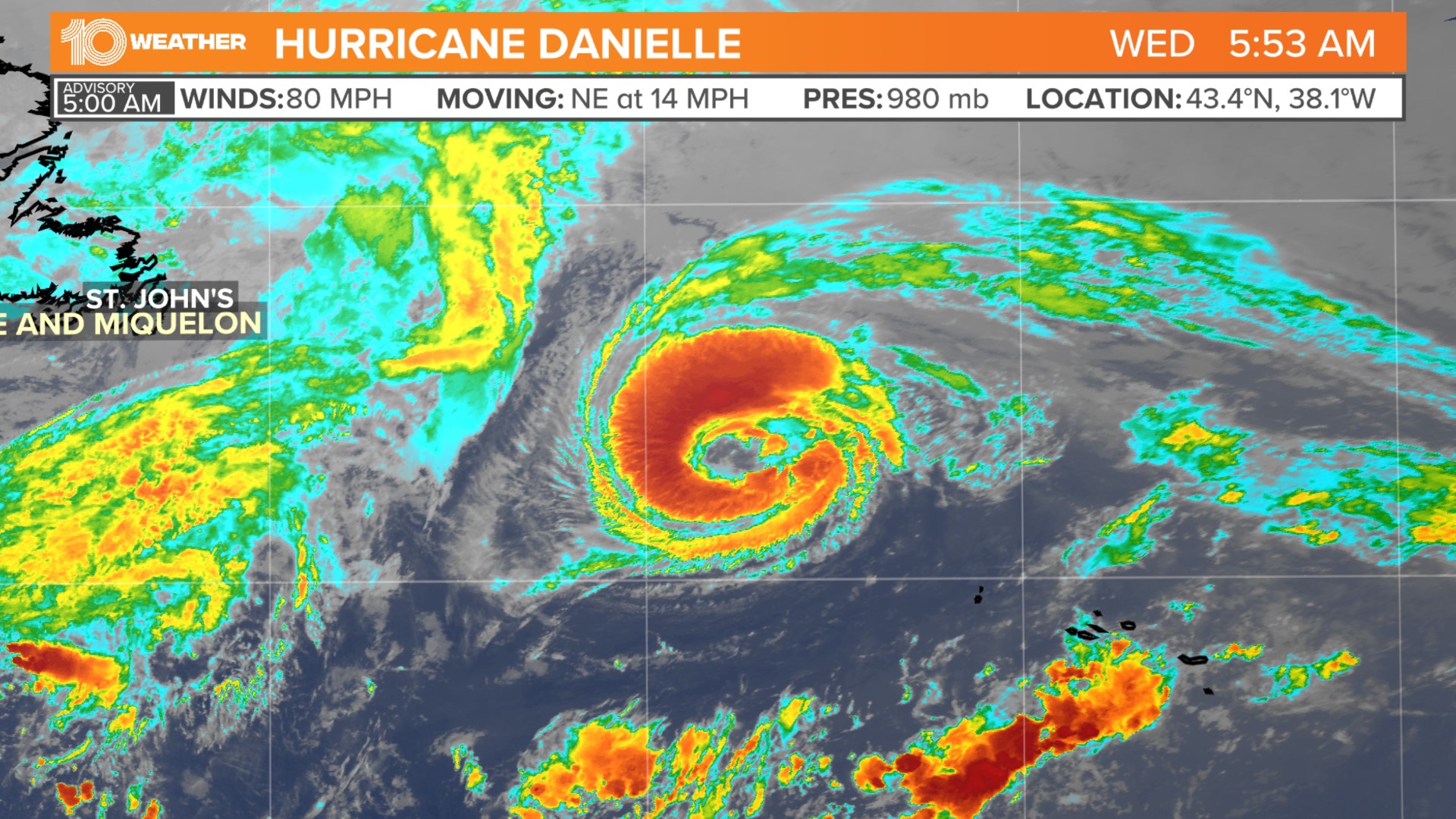 Hurricane Danielle continues to move in the north Atlantic | wtsp.com