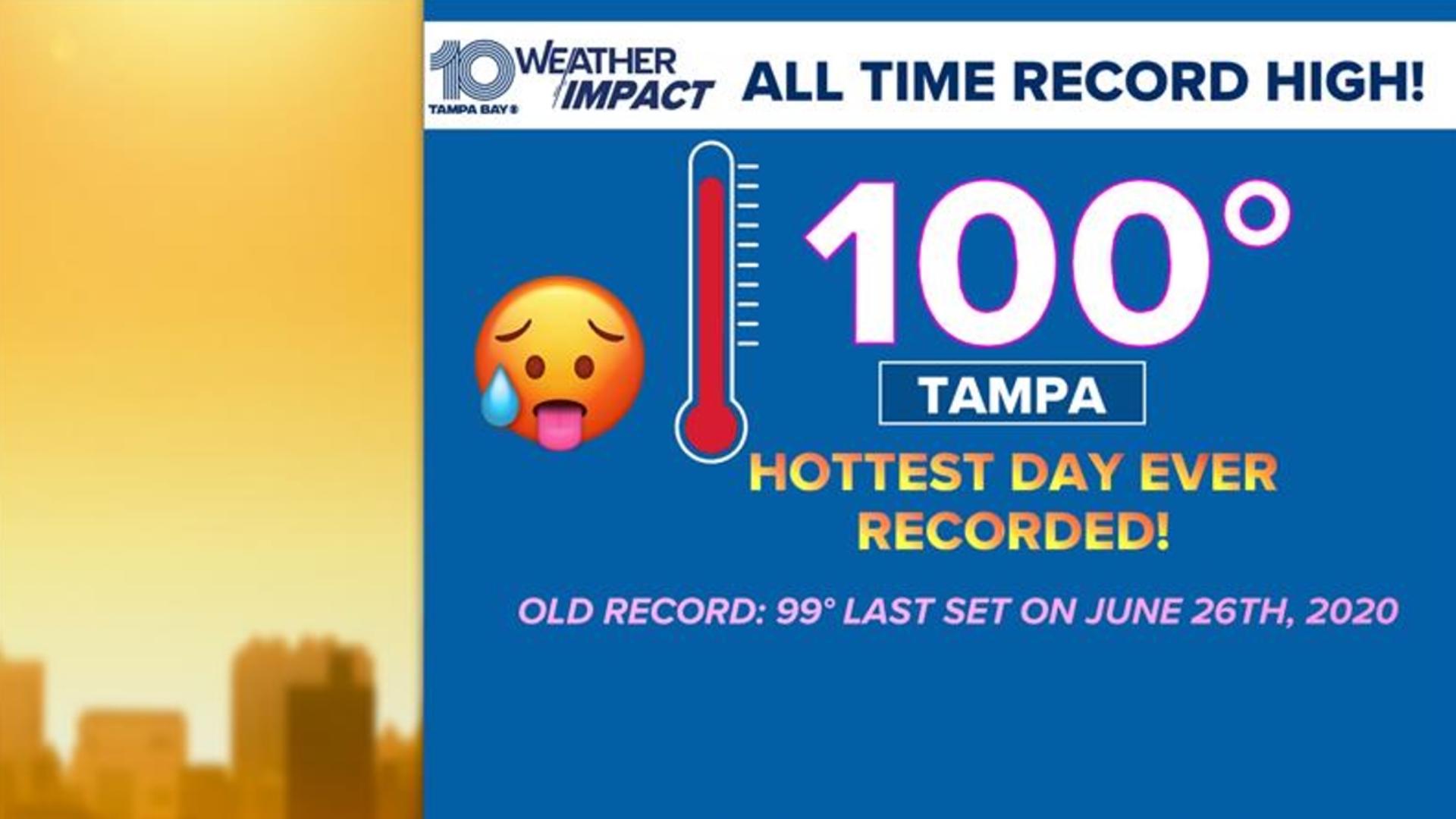 Heat record broken: Tampa hits 100 degrees for the first time | wtsp.com