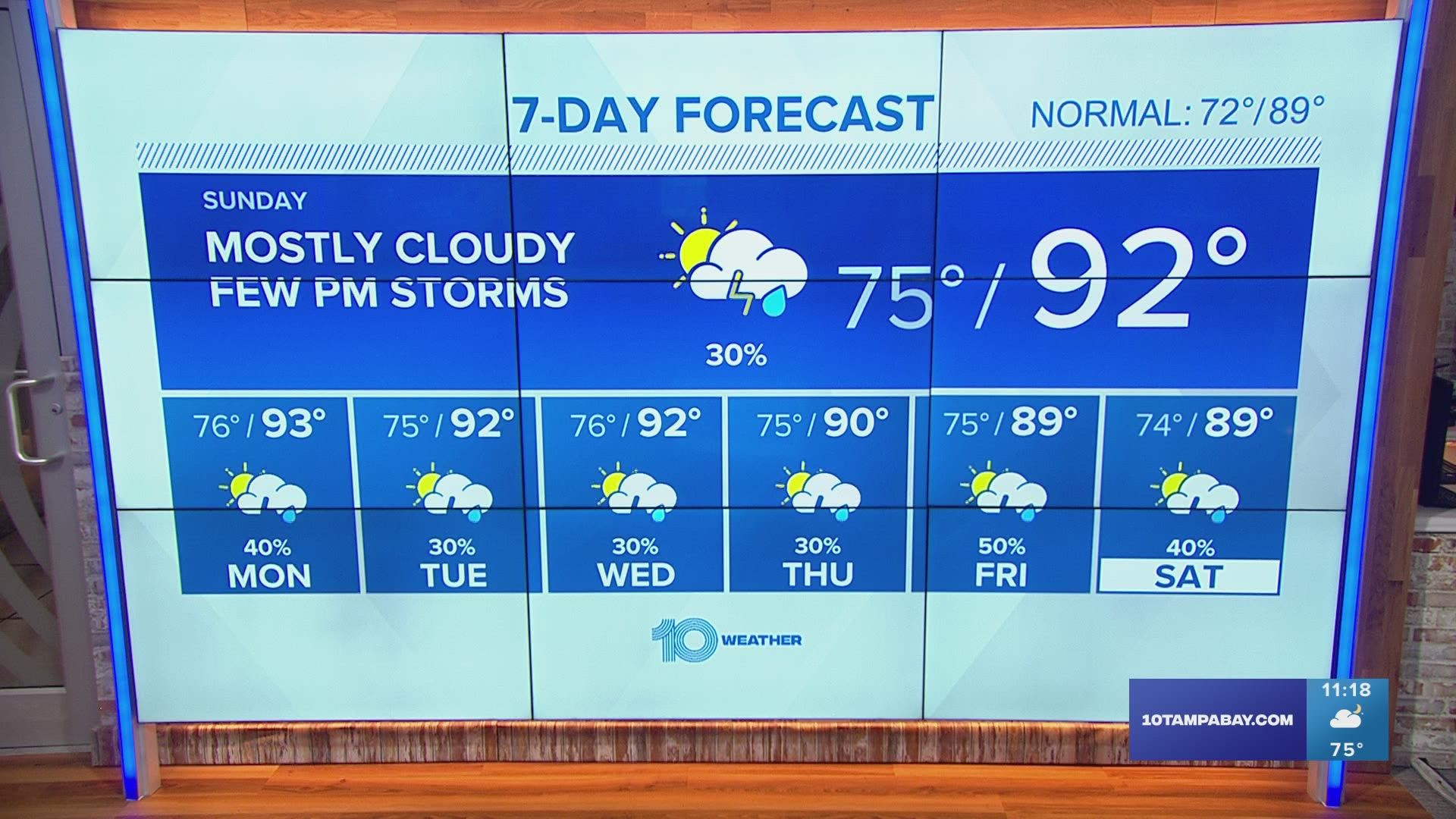 10 Weather: Warm and muggy with afternoon rain chances | wtsp.com