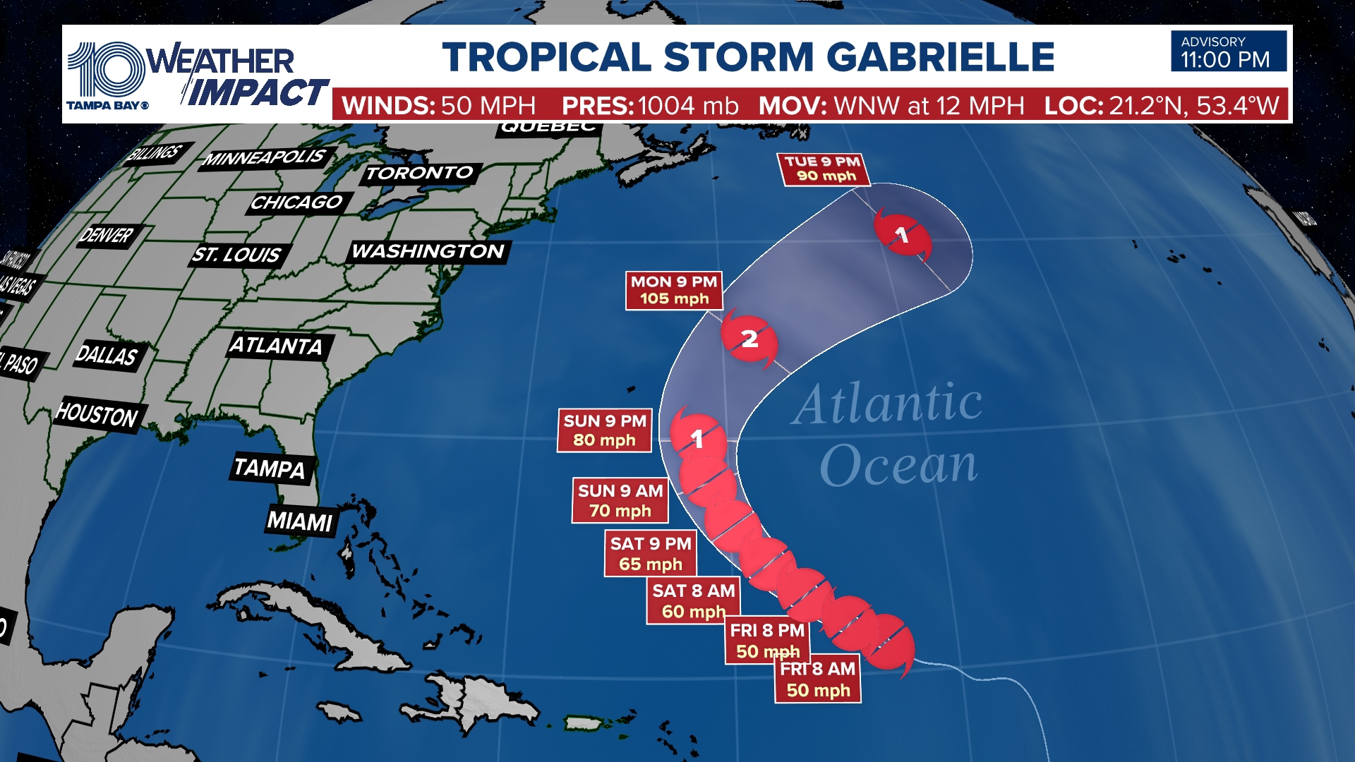 NHC: Tropical Storm Gabrielle expected to restrengthen through this ...
