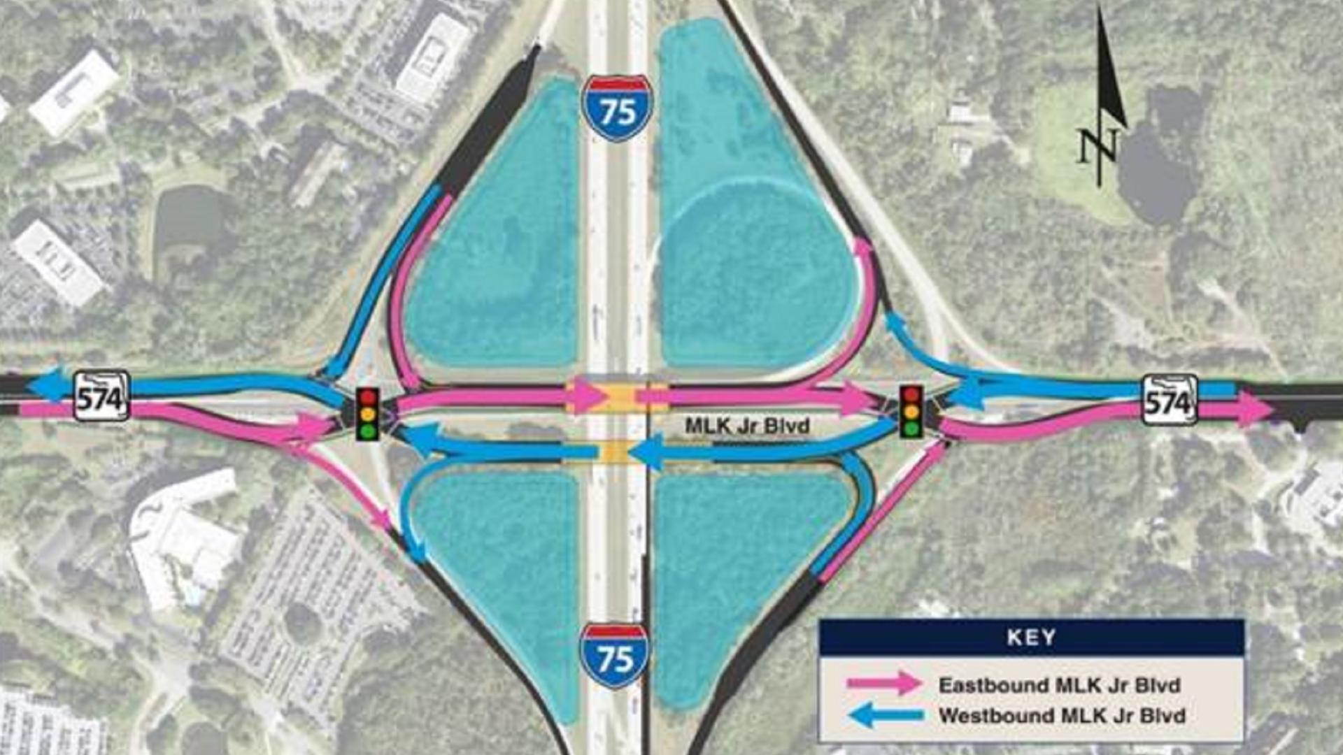 Diverging Diamond Interchange opens on MLK Boulevard over I-75 | wtsp.com