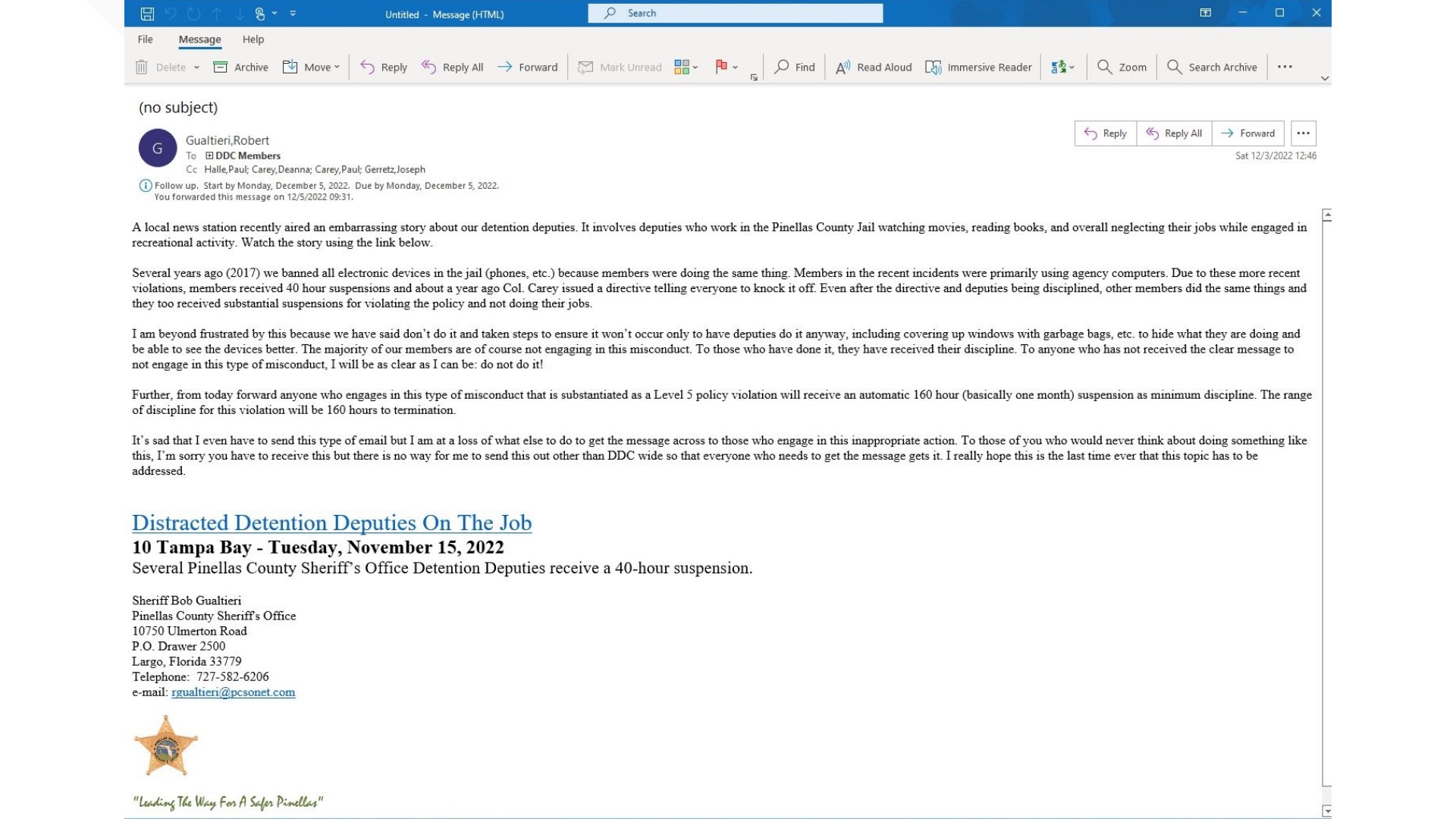 Pinellas Sheriff's Office makes changes after investigation | wtsp.com