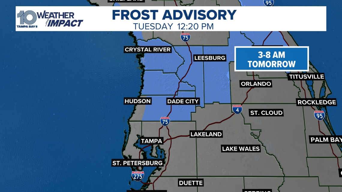 Weather Impact Alert: Frost advisory issued for parts of Tampa Bay area ...