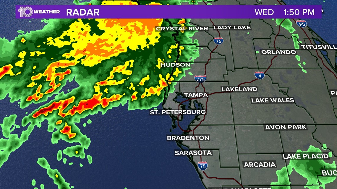 Radar shows squall line appraoching Clearwater Beach (Wednesday, June ...