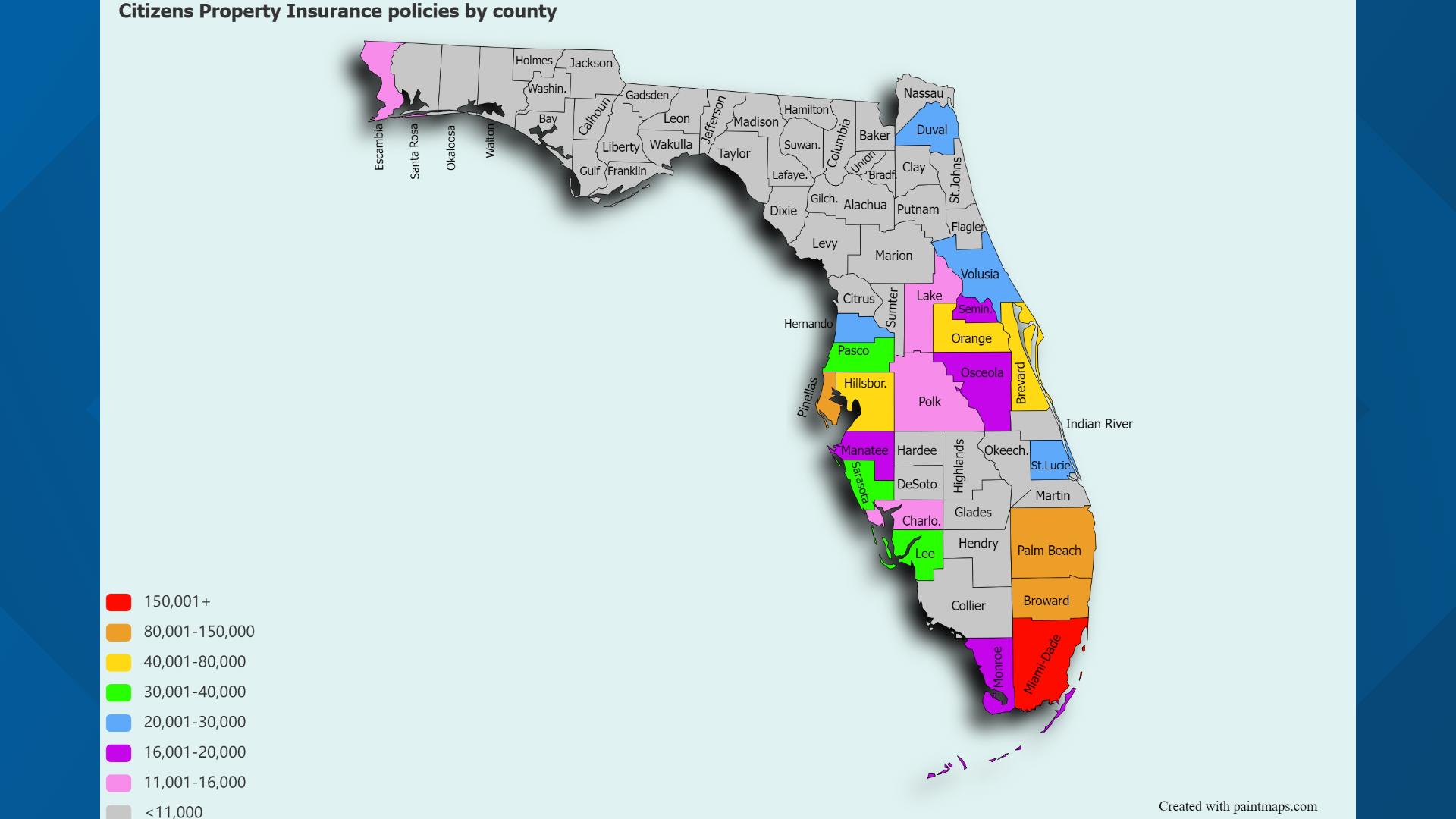 See map of Citizens Property Insurance policies in Florida | wtsp.com