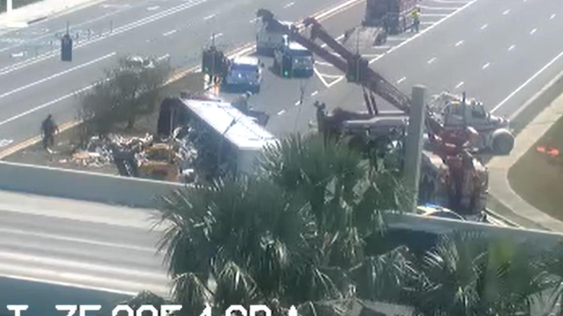 Semi-truck flips over, blocks eastbound lanes on State Road 52 in Pasco ...