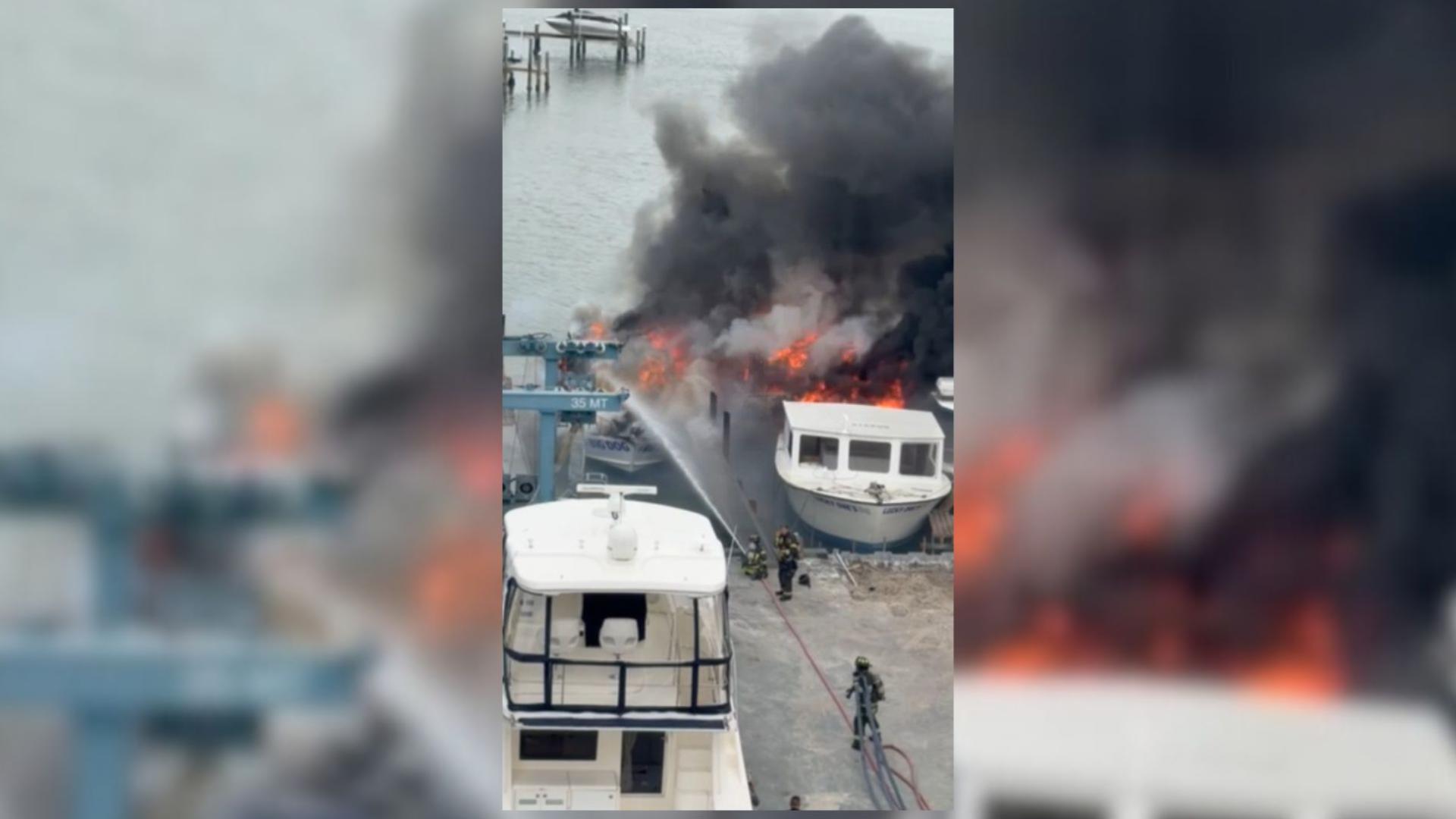 VIDEO: Boat fire sends plume of smoke into the air near Madeira Beach | wtsp.com