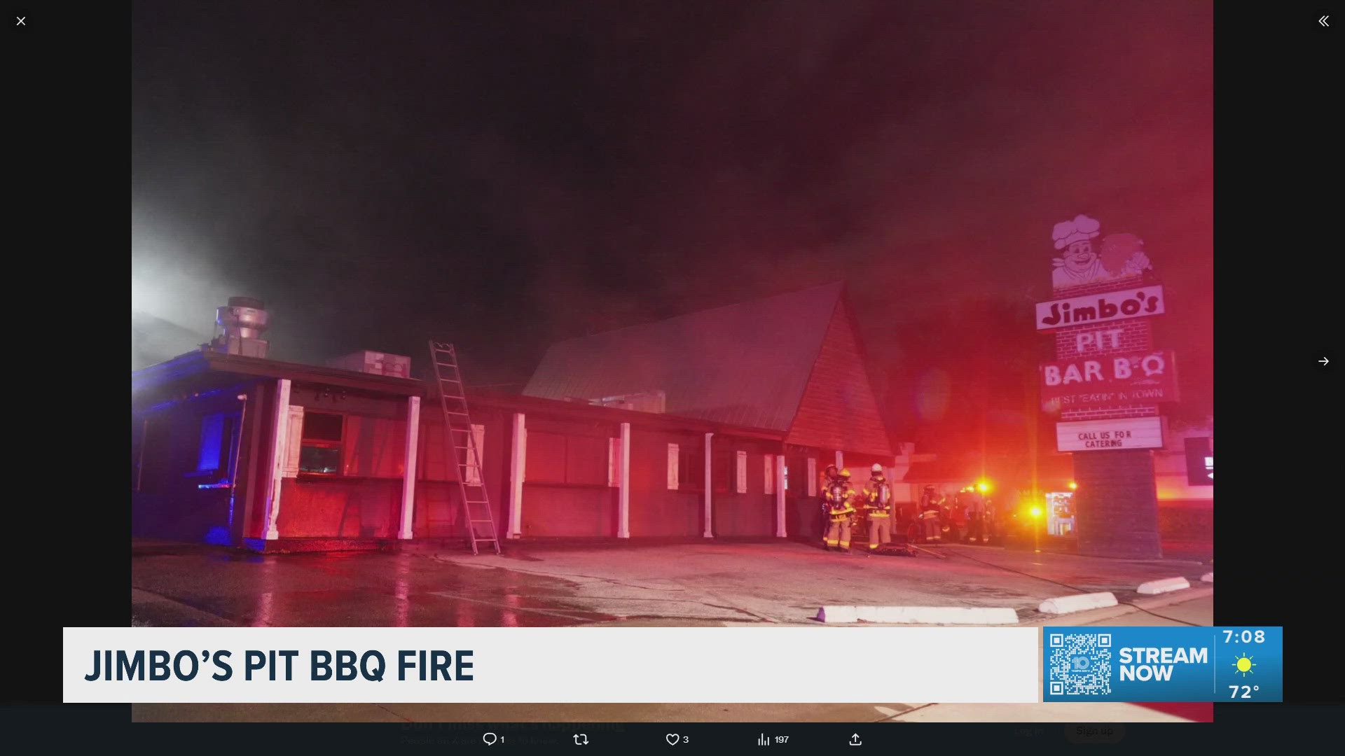 Tampa crews investigating fire at Jimbo's Pit Bar B-Q | wtsp.com