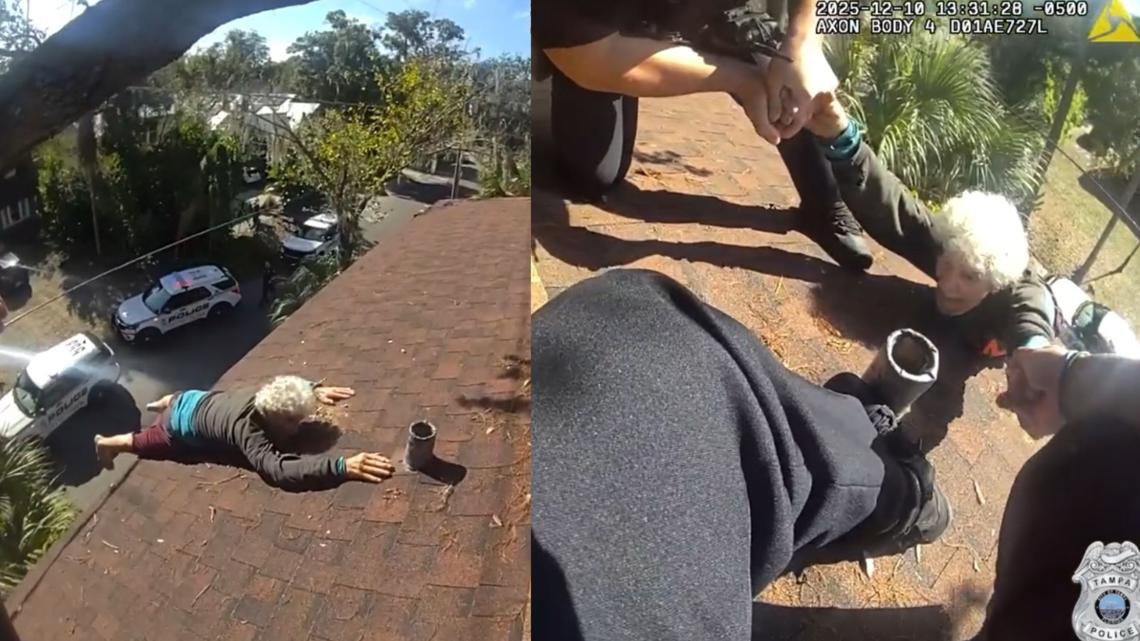 VIDEO: Tampa police officers rescue elderly man dangling from roof ...