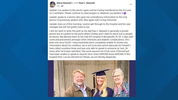 Daughter desperate for answers as her dad battles COVID at the hospital ...