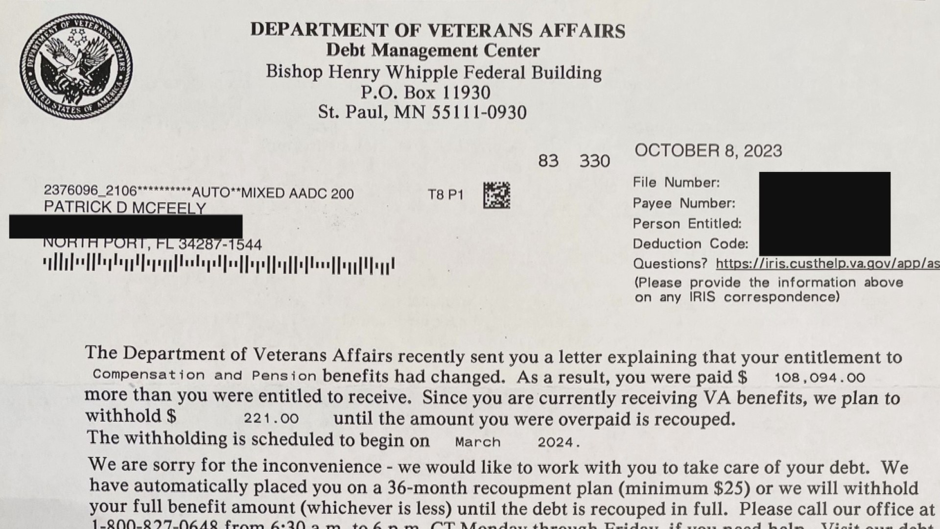 Veterans experience financial strain with VA debt demands | wtsp.com