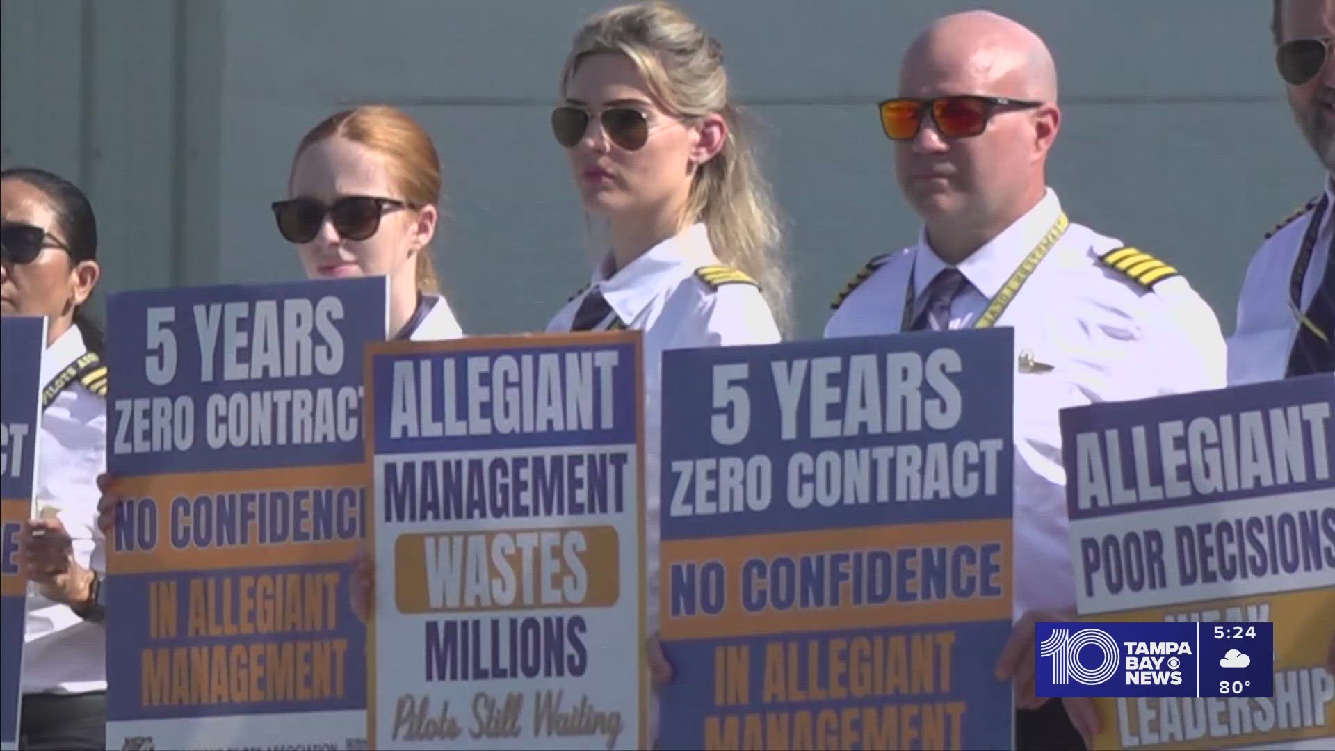 Allegiant pilots hold informational picket at PIE, SRQ, threaten strike ...