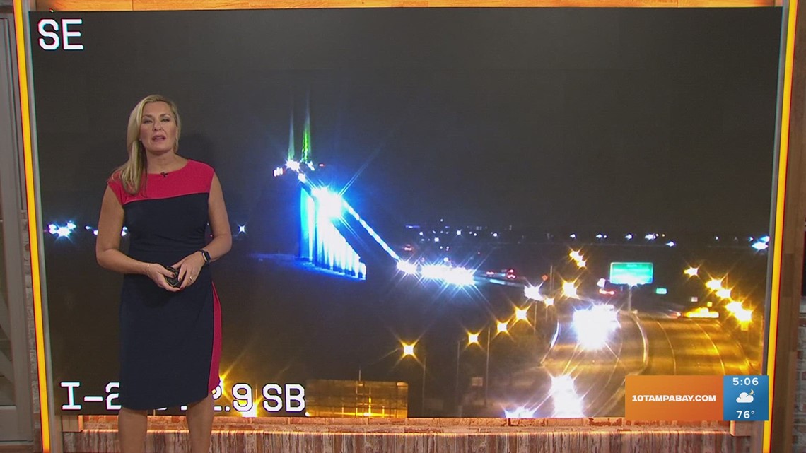 Sunshine Skyway Bridge lit up blue and white to honor Israel-Hamas ...