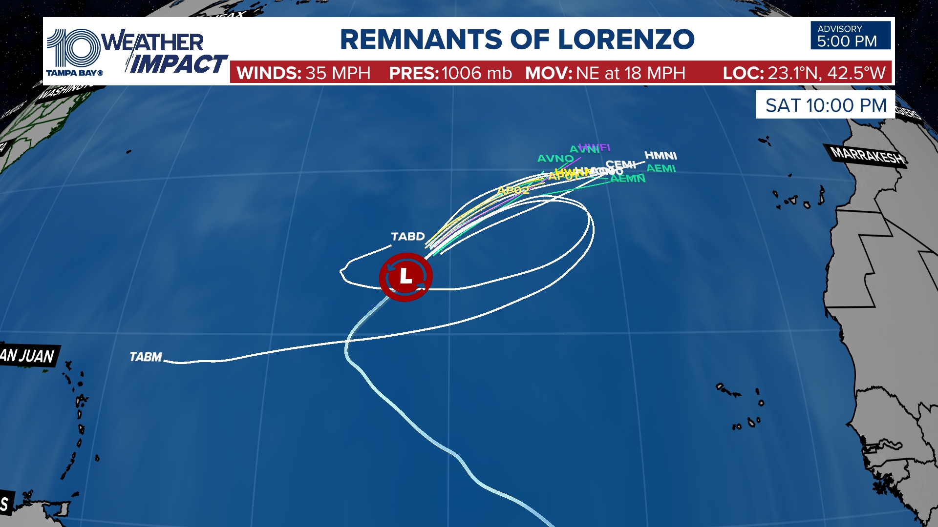 NHC: Lorenzo weakens in the Atlantic | wtsp.com