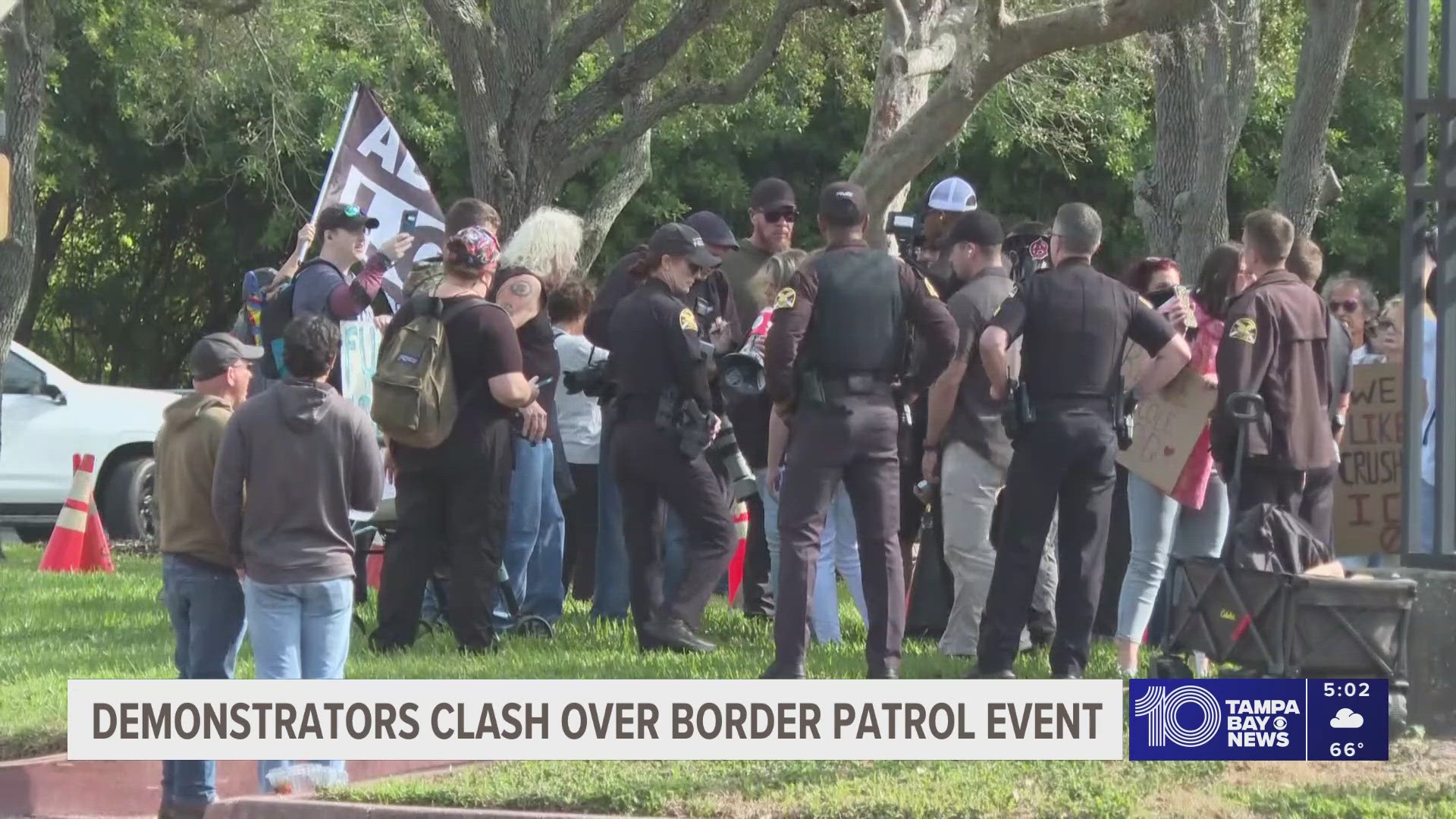 Protests erupt outside Customs and Border Protection recruitment event ...