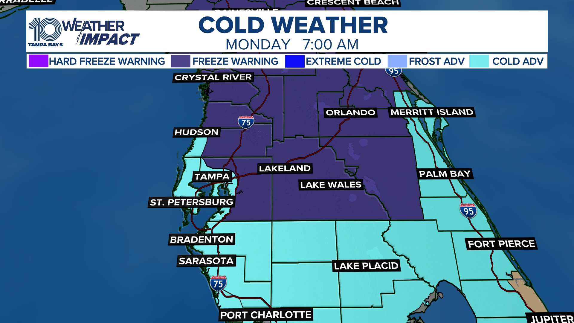 Weather Impact Alert: Cold air moves in for Monday morning | wtsp.com