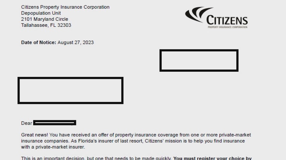 Citizens Insurance letter needs response by Oct. 10 | wtsp.com
