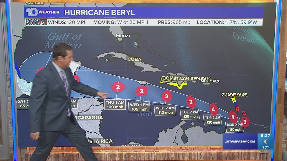 Tracking the Tropics: Hurricane Beryl moving past Winward Islands Monday as Category 3 storm ...