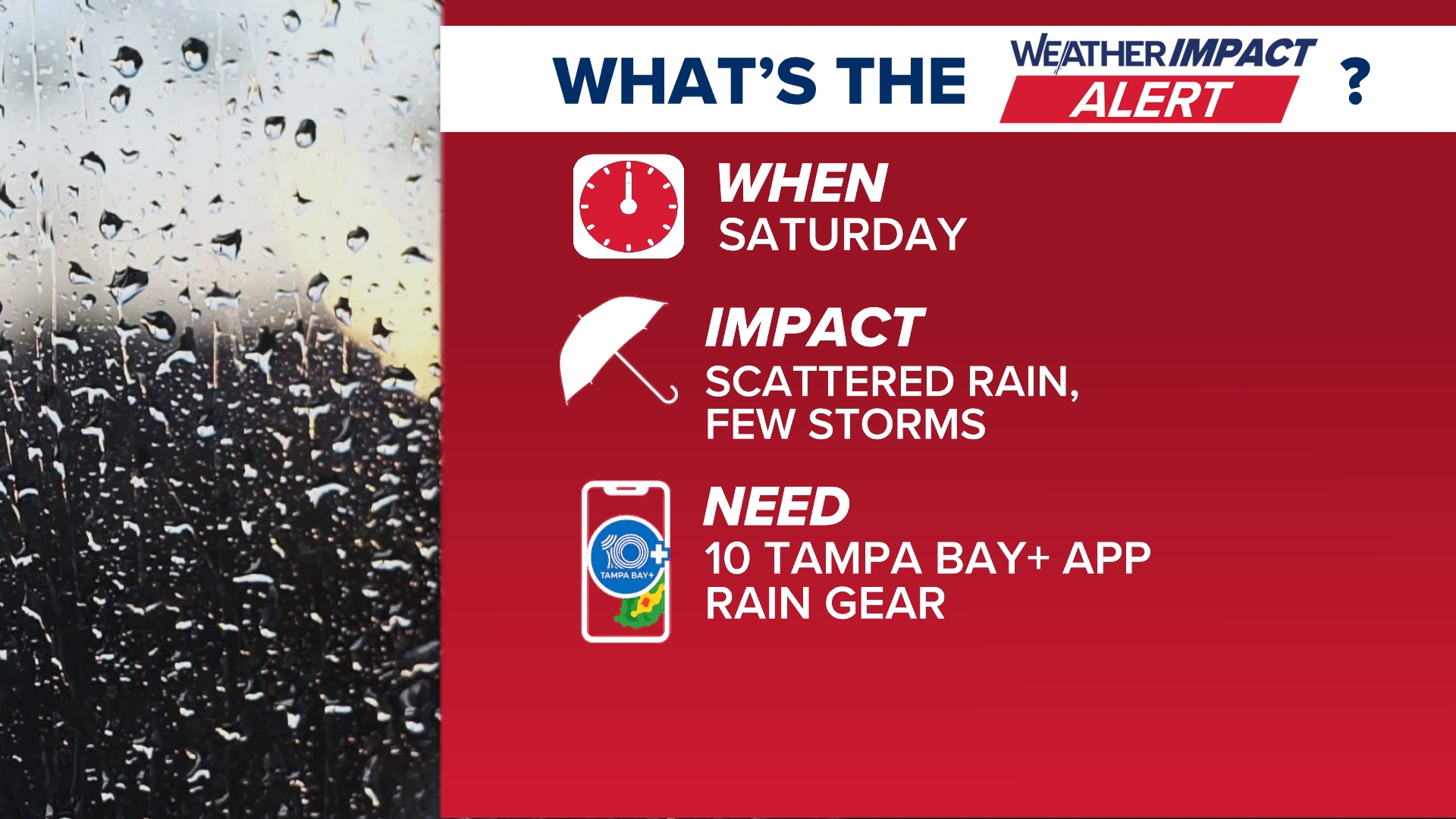 Weather Impact Alert: Rain could impact Saturday plans | wtsp.com
