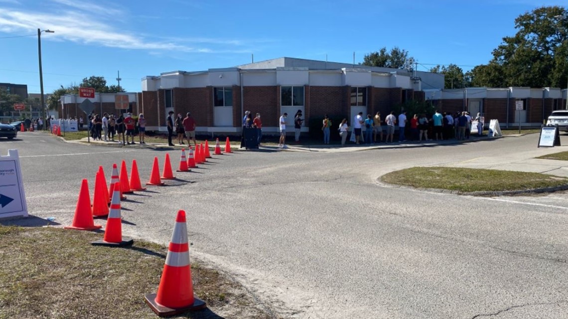 COVID testing center line wraps around building amid recent surge ...