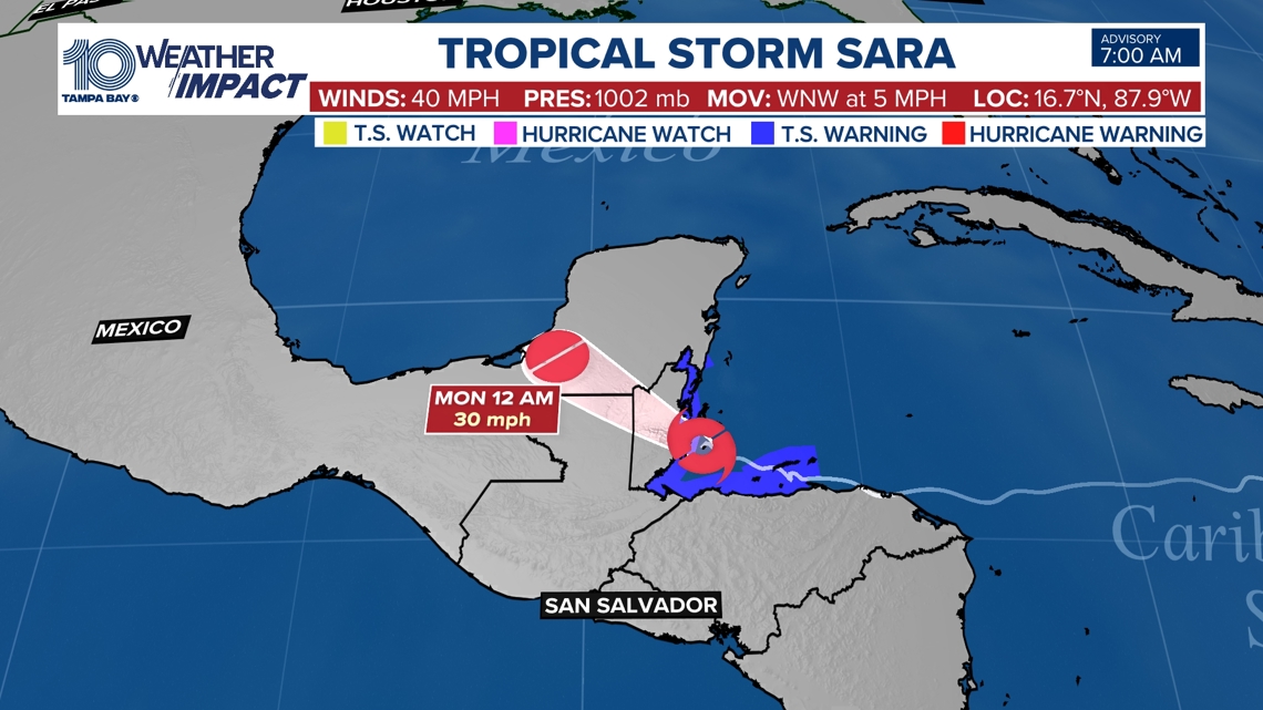 Tropical Storm Sara: Forecast cone, spaghetti models, alerts | wtsp.com