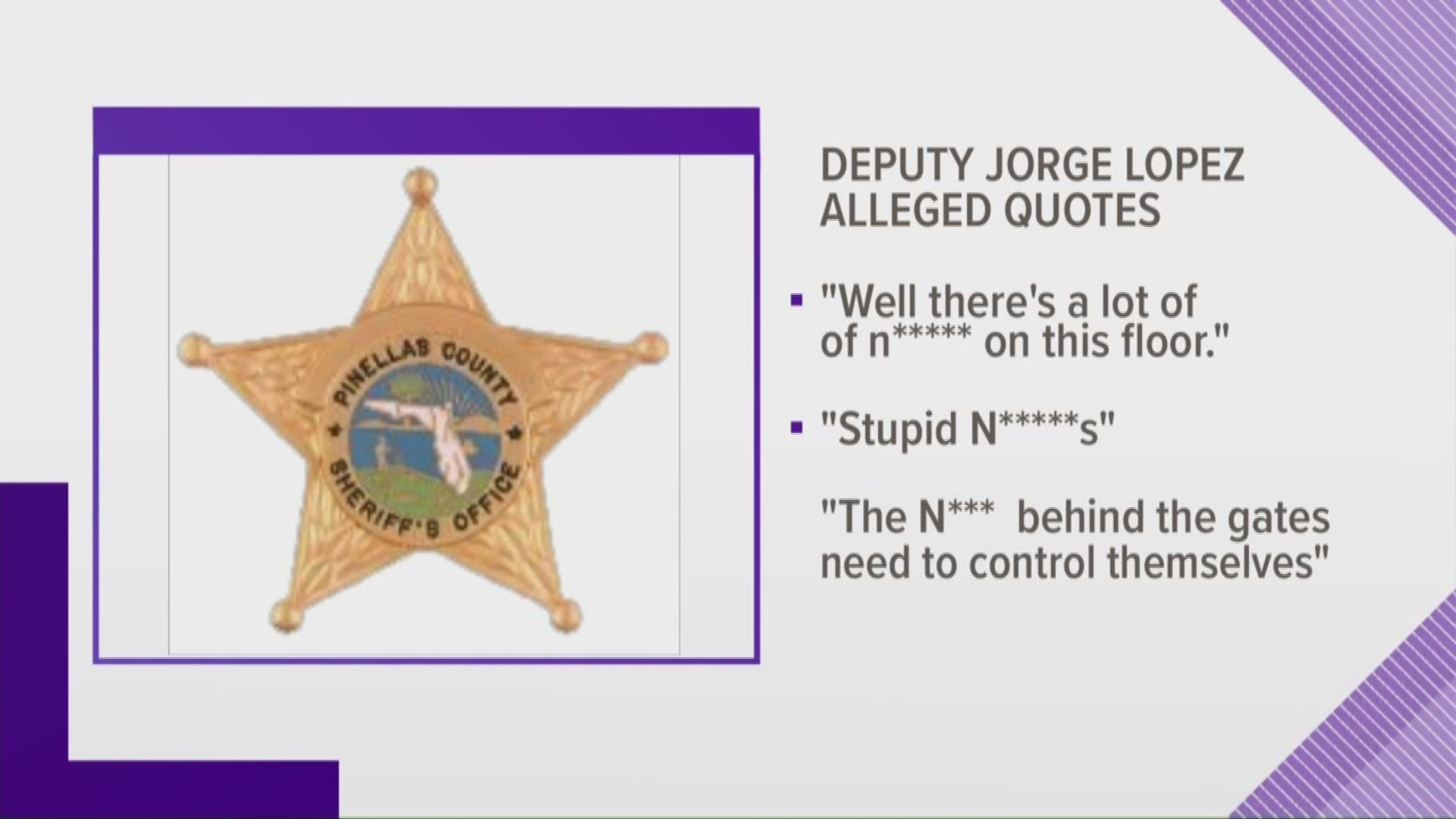 Pinellas County deputy fired, accused of using the N-word in jail ... Pinellas County deputy fired, accused of using the N-word in jail ...