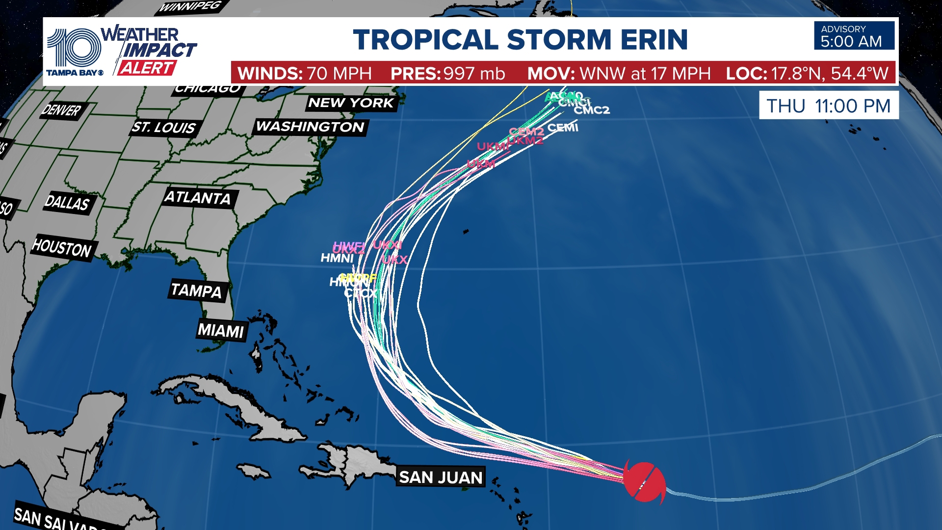 Tropical Storm Erin: Track, spaghetti models, forecast from hurricane ...