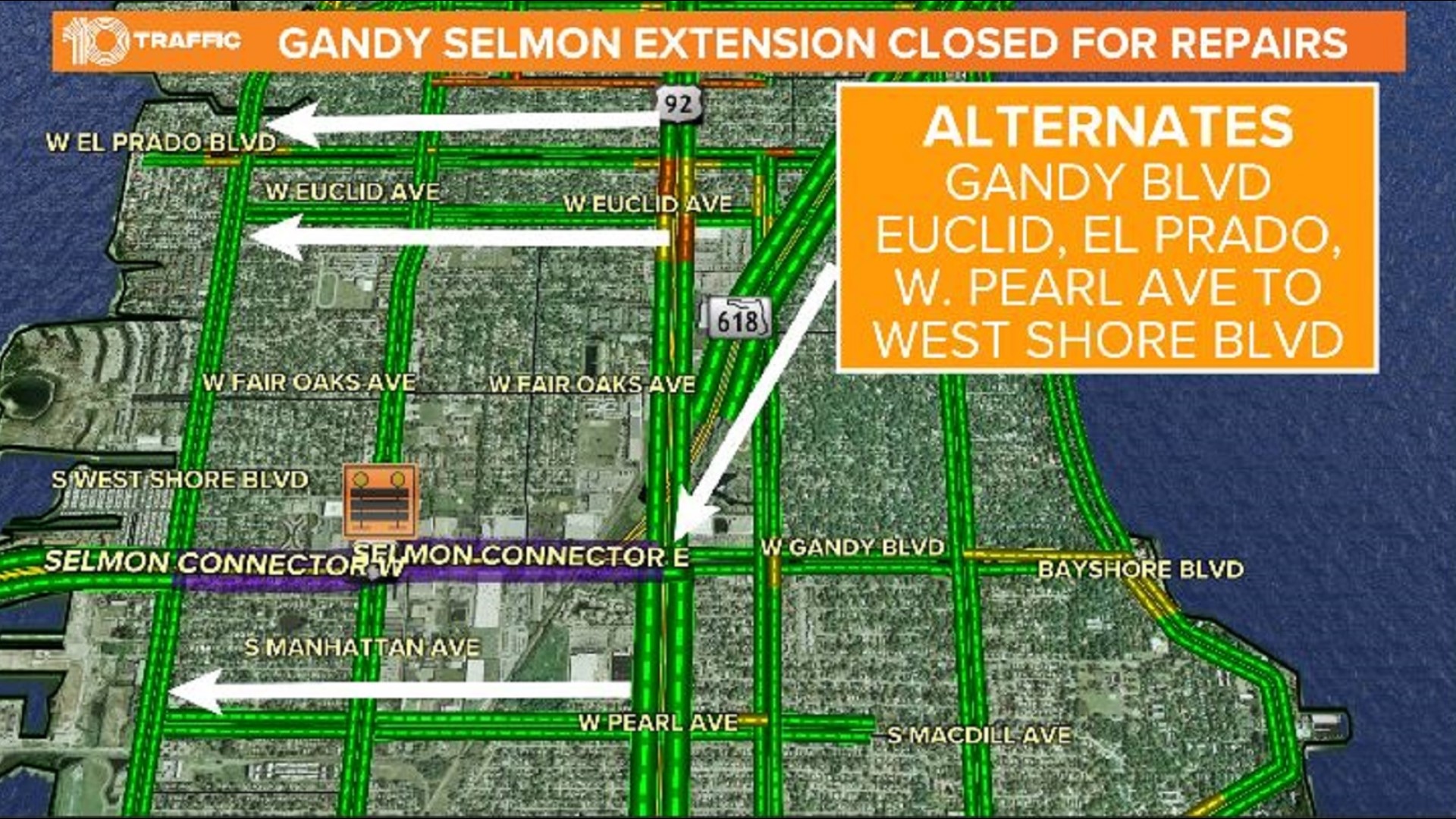 Selmon Extension map: See how to get around the closure | wtsp.com