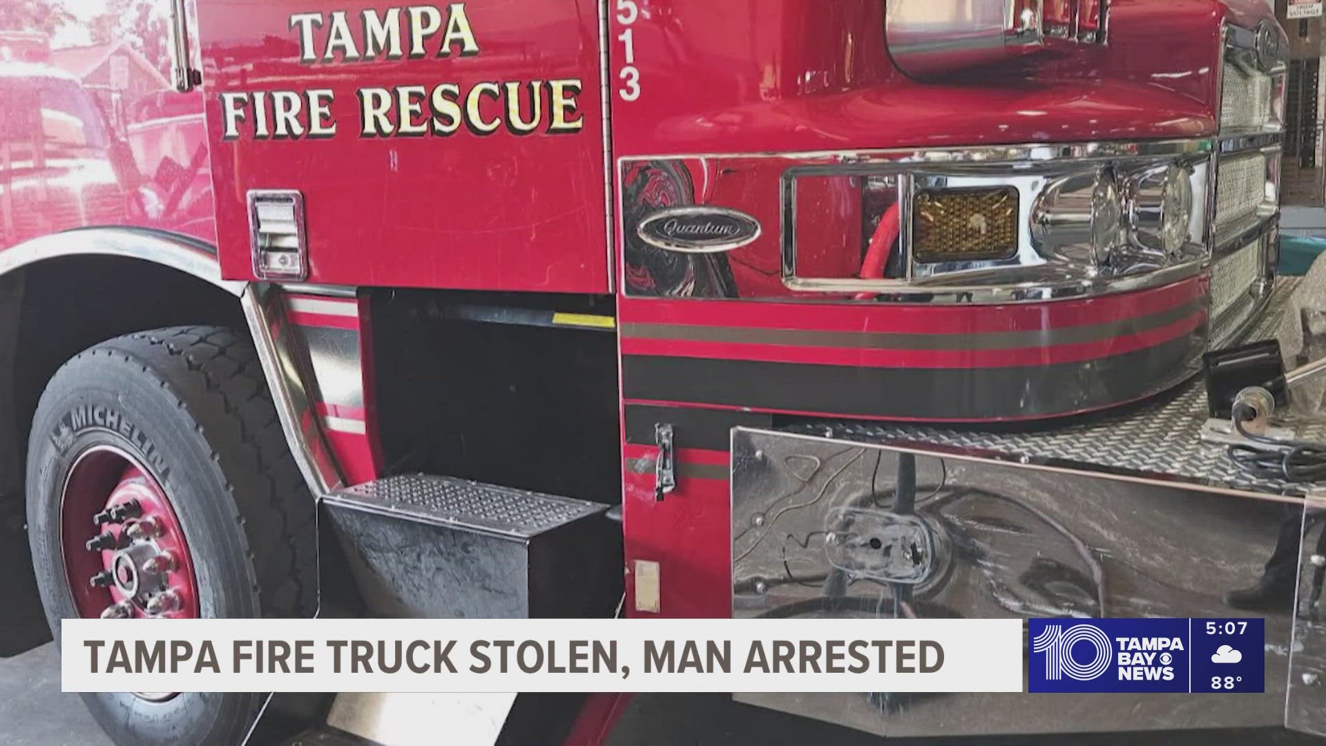 Tampa man steals fire engine before crashing into SUV, police say ...
